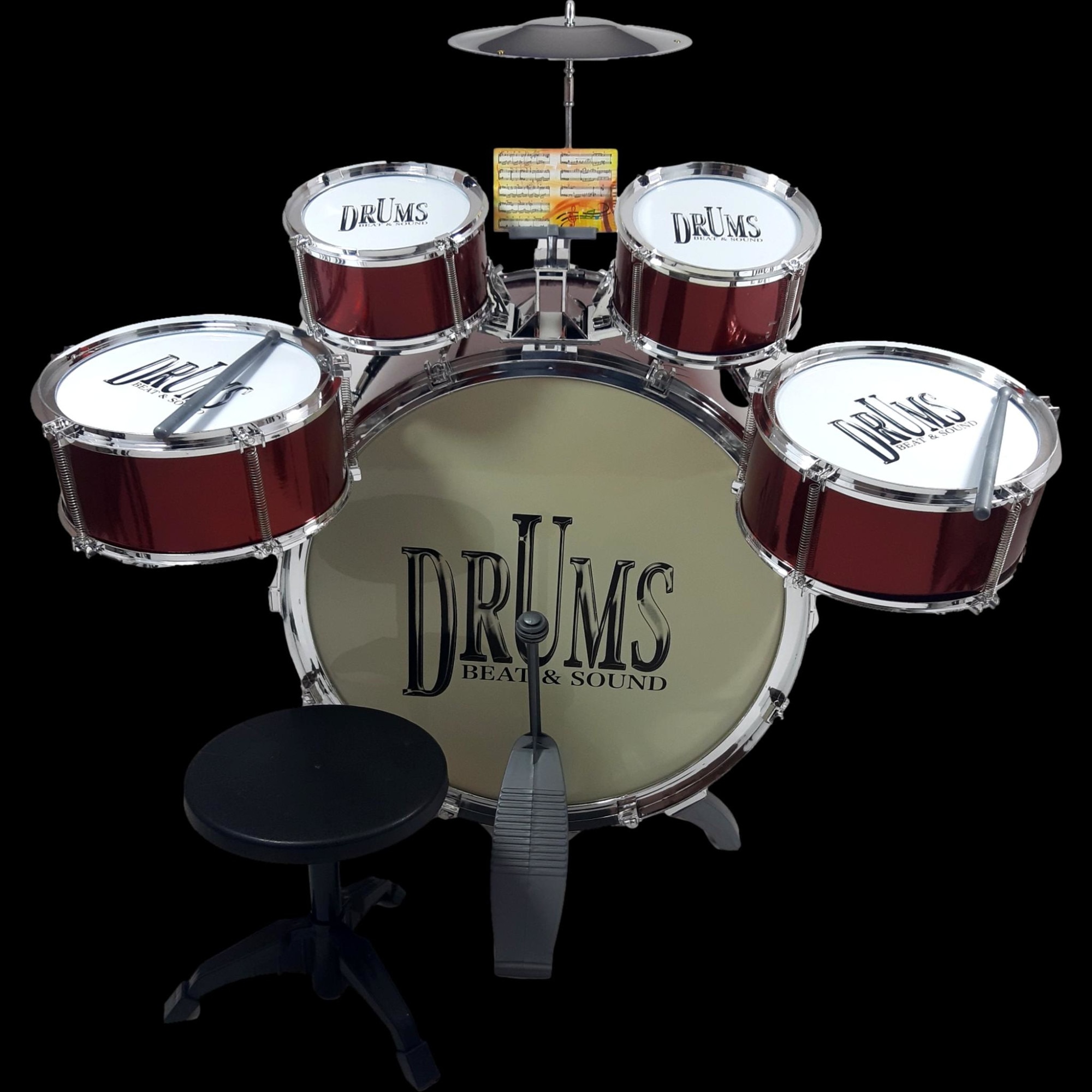 Set de Tobe cu Scaunel pentru Copii Jazz Drum, inaltime reglabila - eMAG.ro