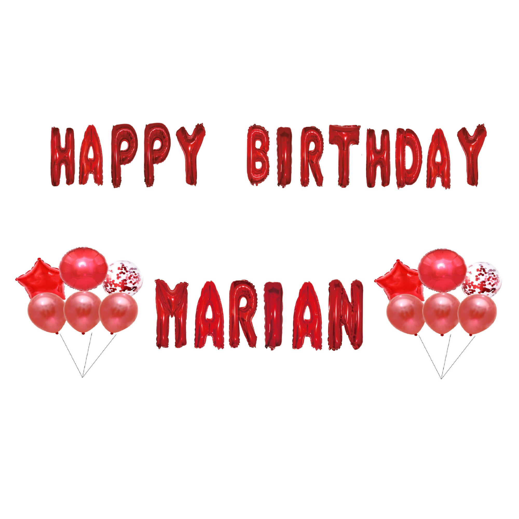 Set Baloane Happy Birthday Marian, Cake topper, Rosu ,35Buc - eMAG.ro