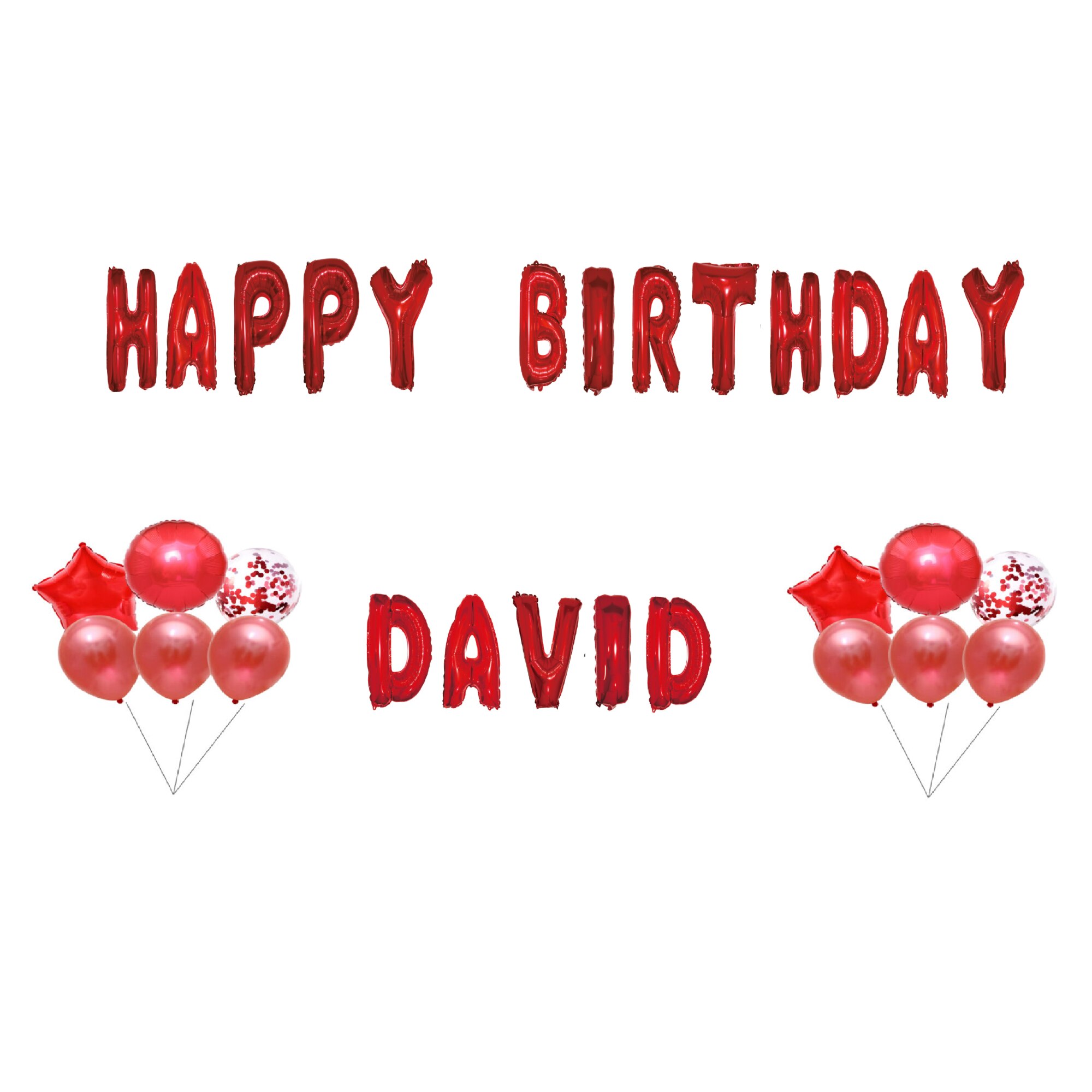 Set Baloane Happy Birthday David, Cake topper, Rosu ,35Buc - eMAG.ro