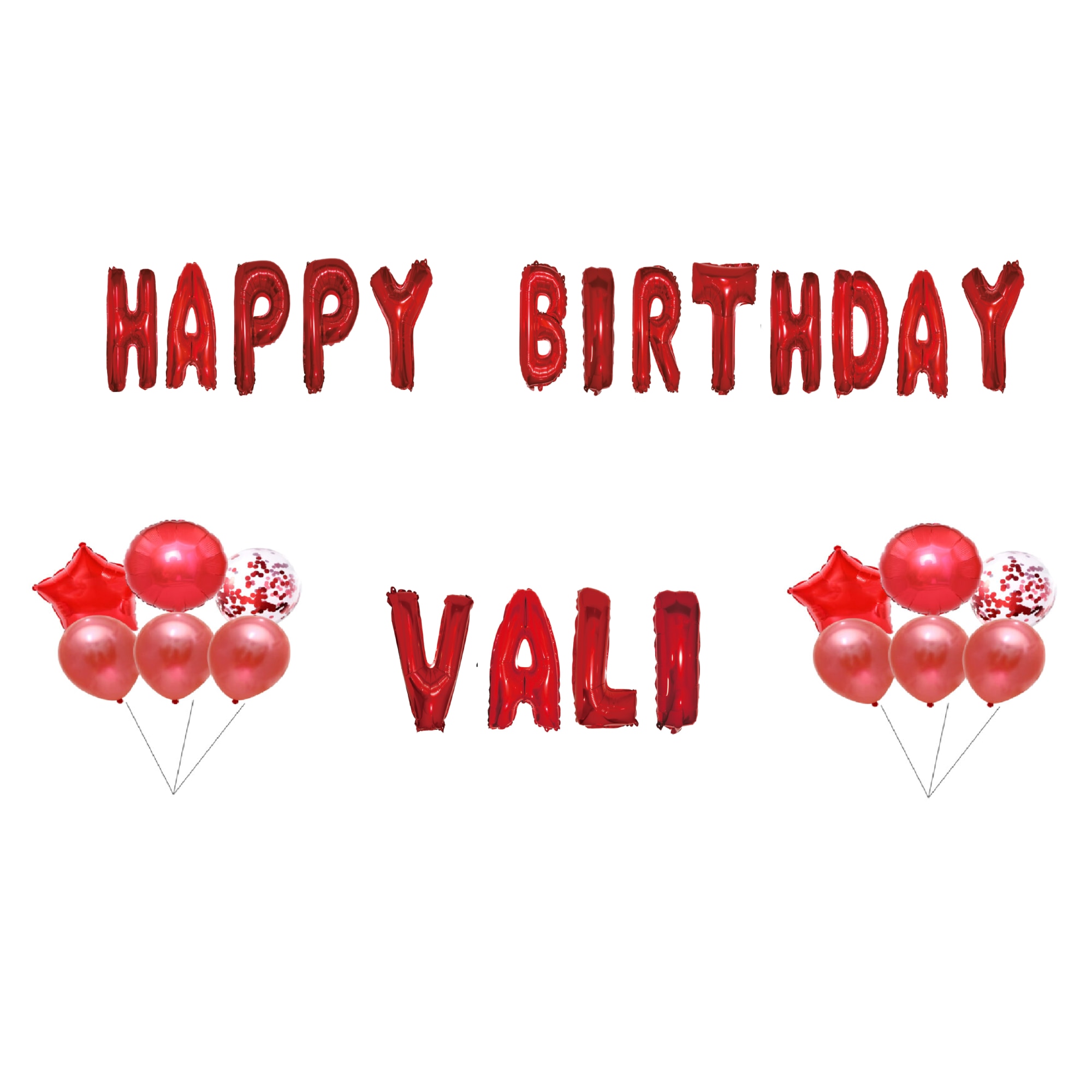 Set Baloane Happy Birthday Vali, Cake topper, Rosu ,35Buc - eMAG.ro