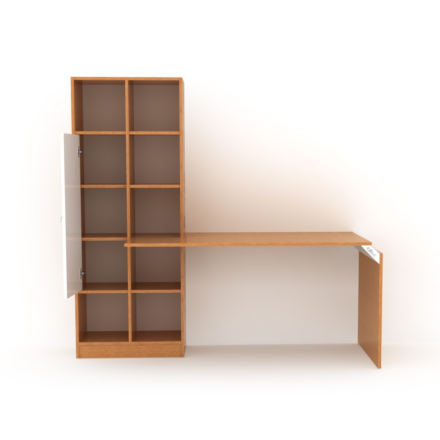 Birou cu biblioteca, Lemn, 7 rafturi, 170 x 60 x 169 - 73 cm h, Maro ...