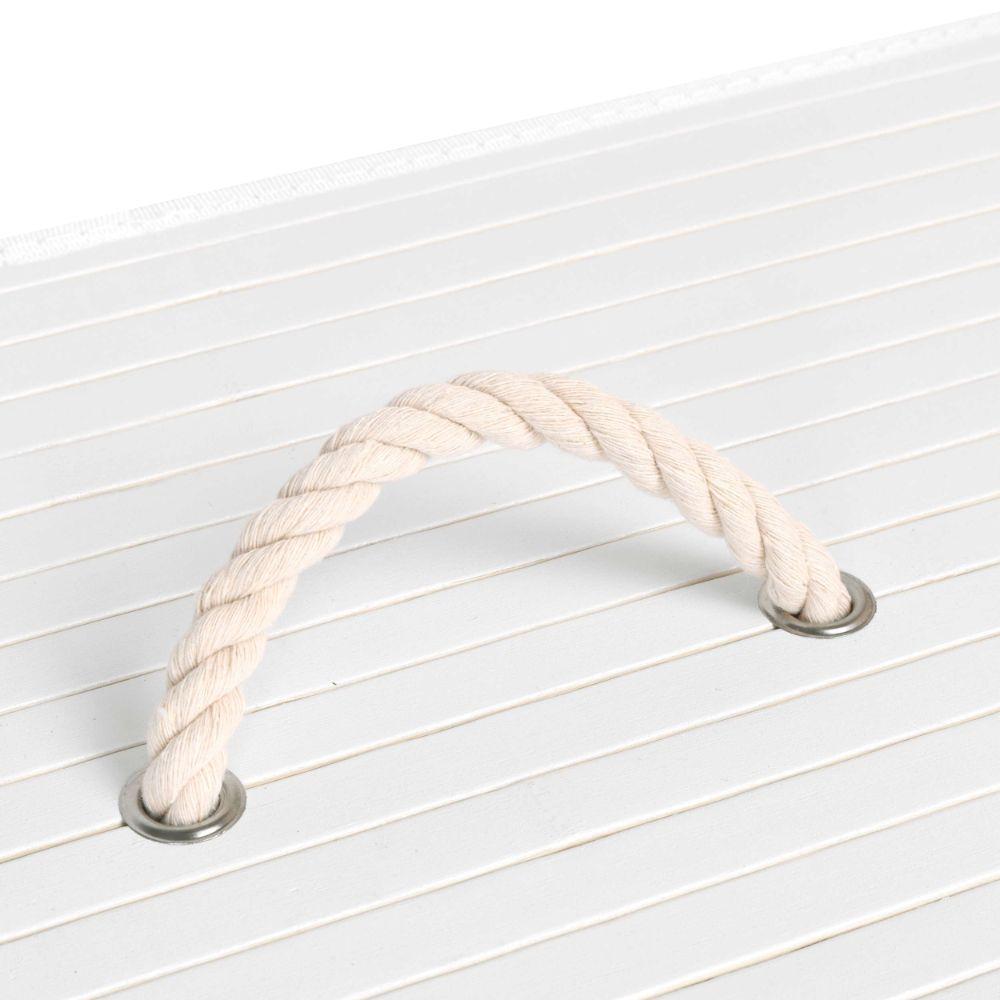 Cos de rufe, GOCKOWIAK, pentru haine, dreptunghiular, din bambus, alb ...