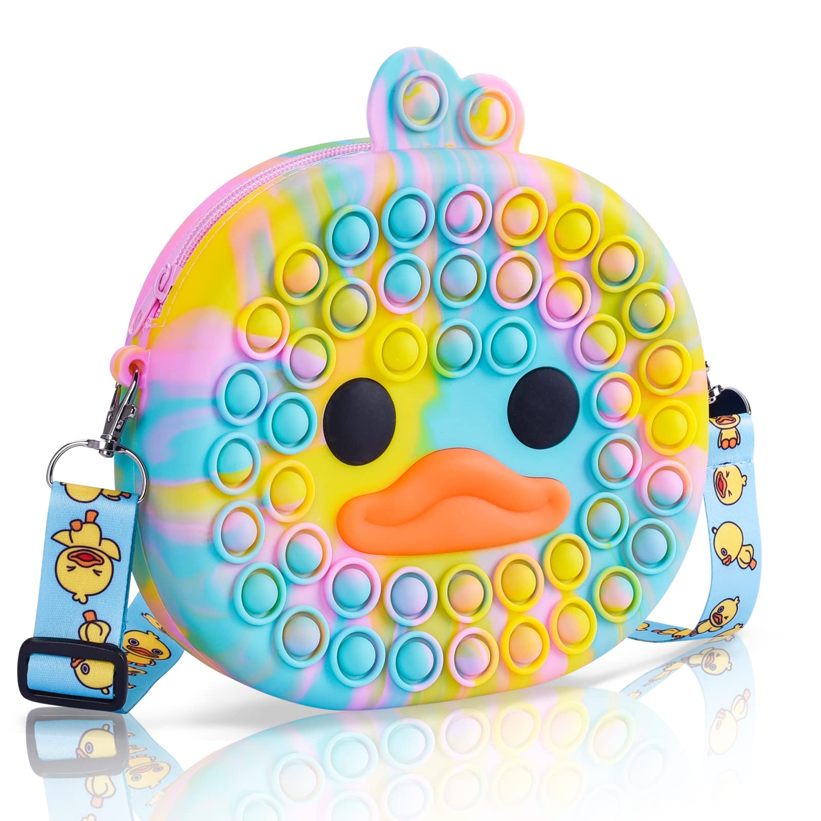 Jucarie Pop It Duck Push Pop, Silicon, 21x21x6 cm, Multicolor - eMAG.ro