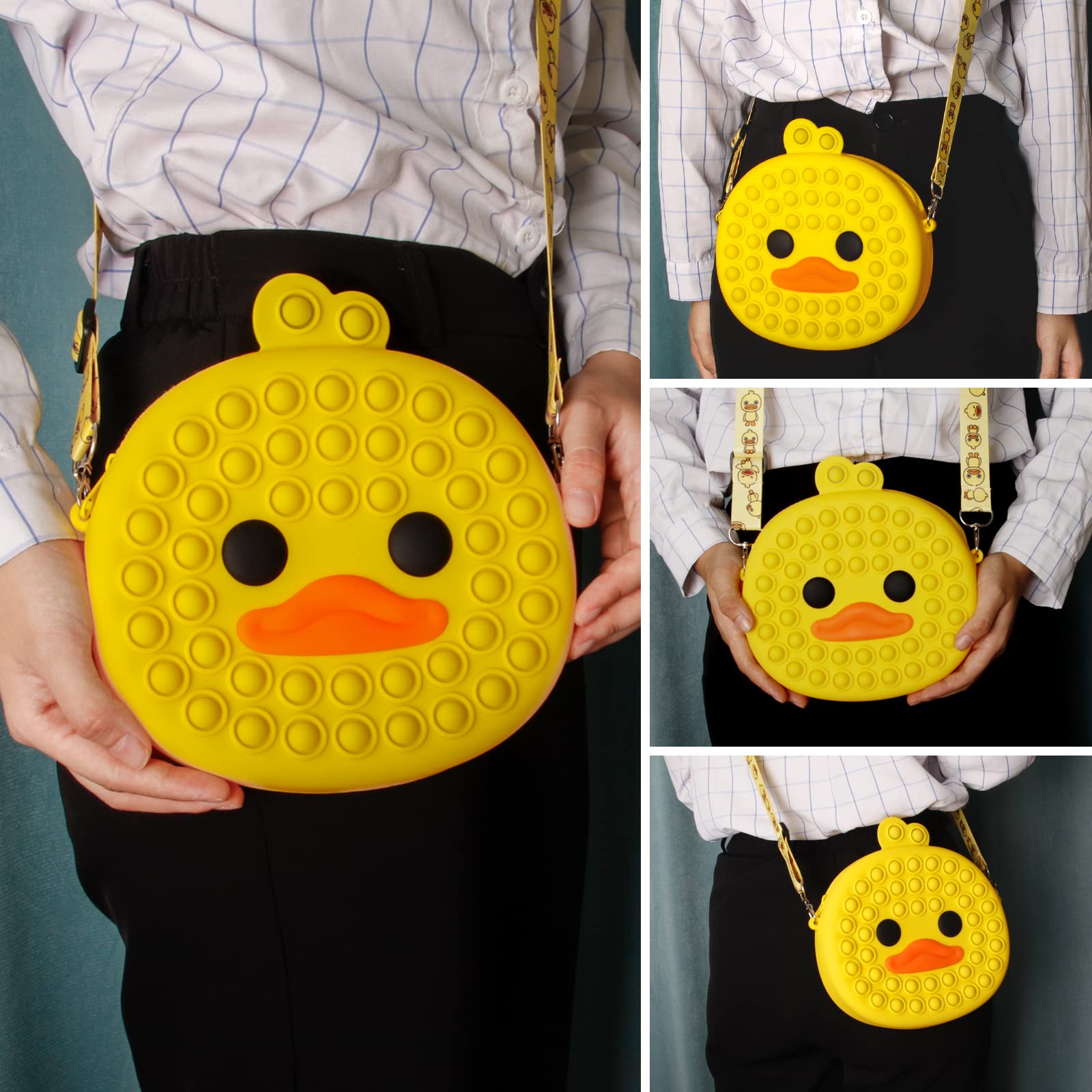 Jucarie Pop It Duck Push Pop, Silicon, 21x21x6 cm, Galben - eMAG.ro