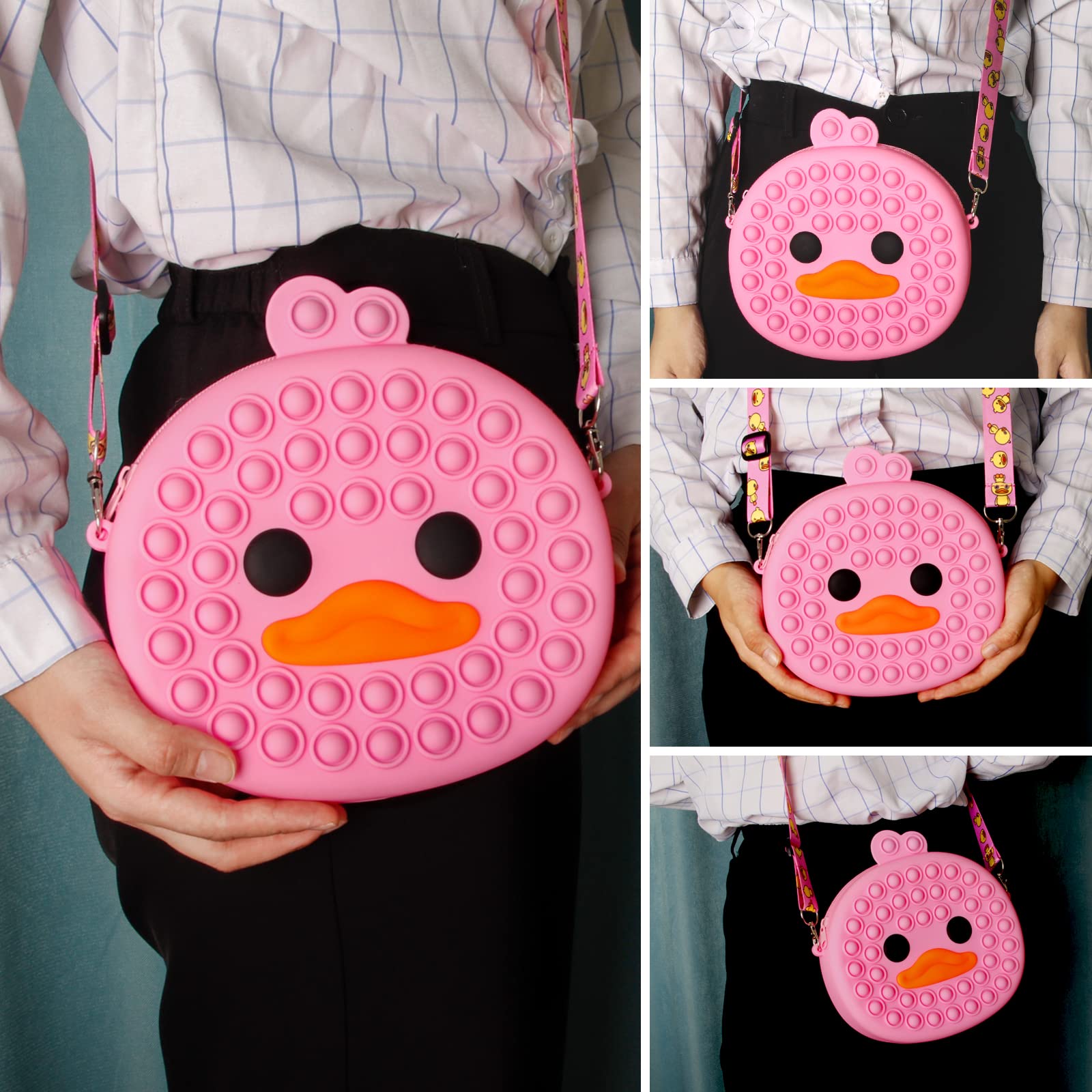 Jucarie Pop It Duck Push Pop, Silicon, 21x21x6 cm, Roz - eMAG.ro