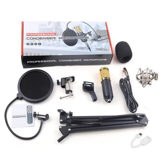 Microfon Condenser Negru Cu Suport Metalic Silver - eMAG.ro