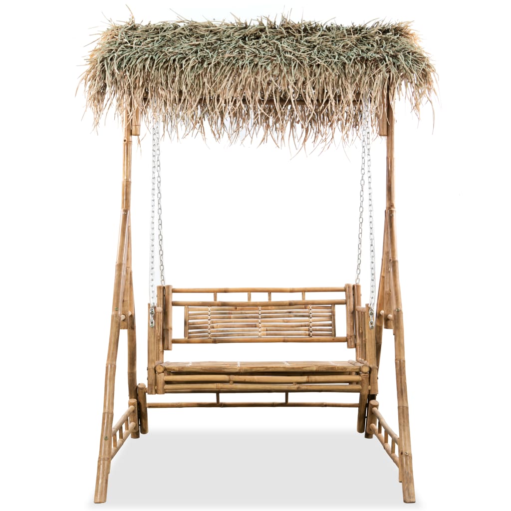 Balansoar cu 2 locuri, cu frunze de palmier, 202 cm, bambus 43712 - eMAG.ro