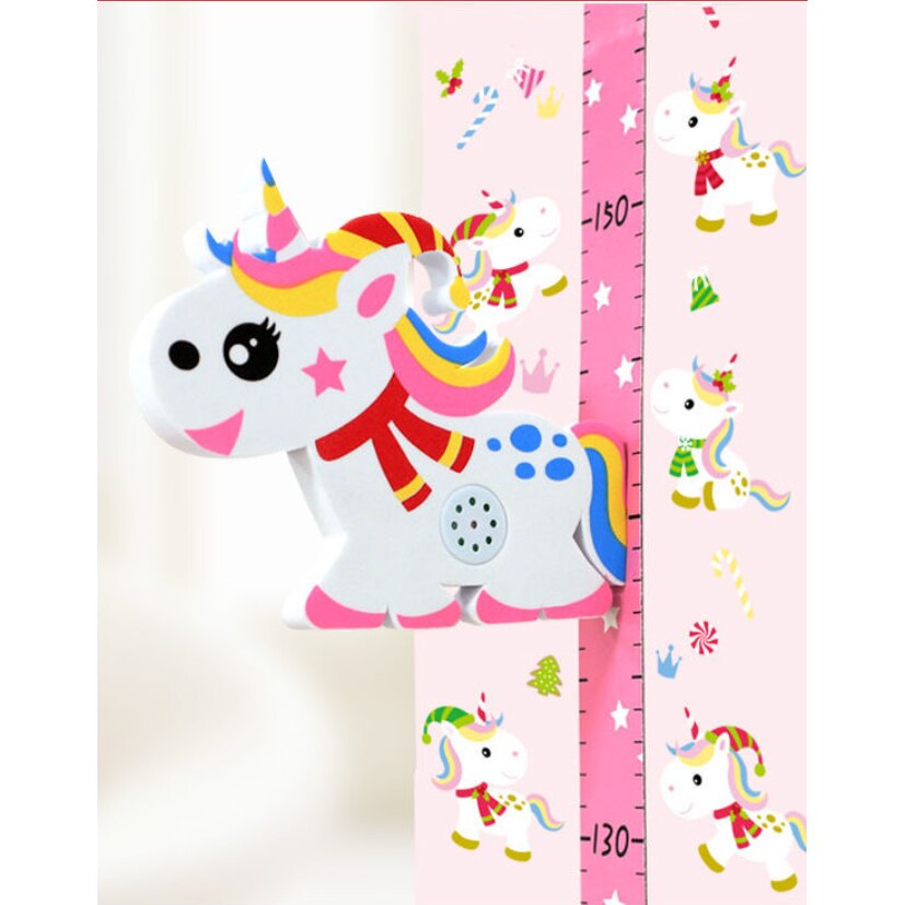Metru masurare inaltime copii cu model magnetic 3D Unicorn si sticker ...