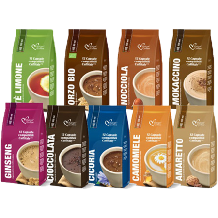 Kit degustare cafea cu arome si ceai, 108 capsule compatibile Caffitaly ...