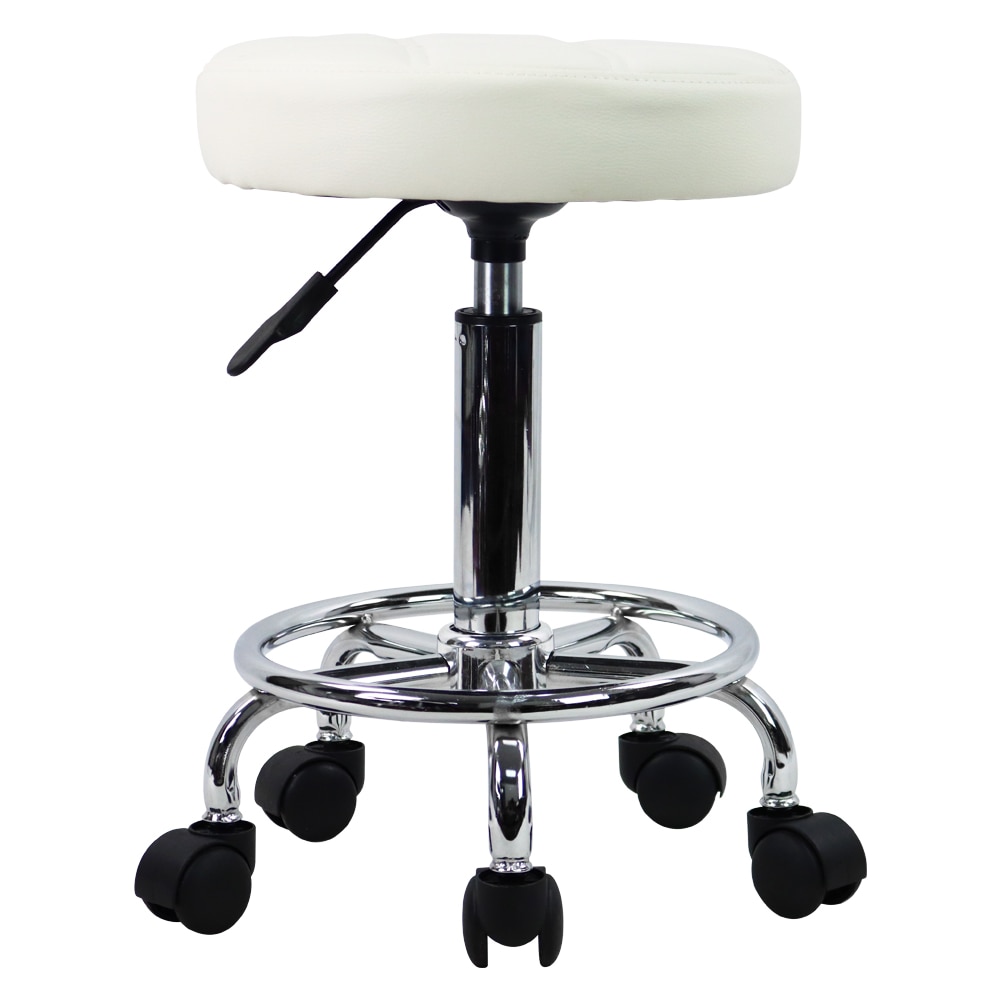 Taburet rotund Kktoner, Metal/Piele ecologica, Alb - eMAG.ro