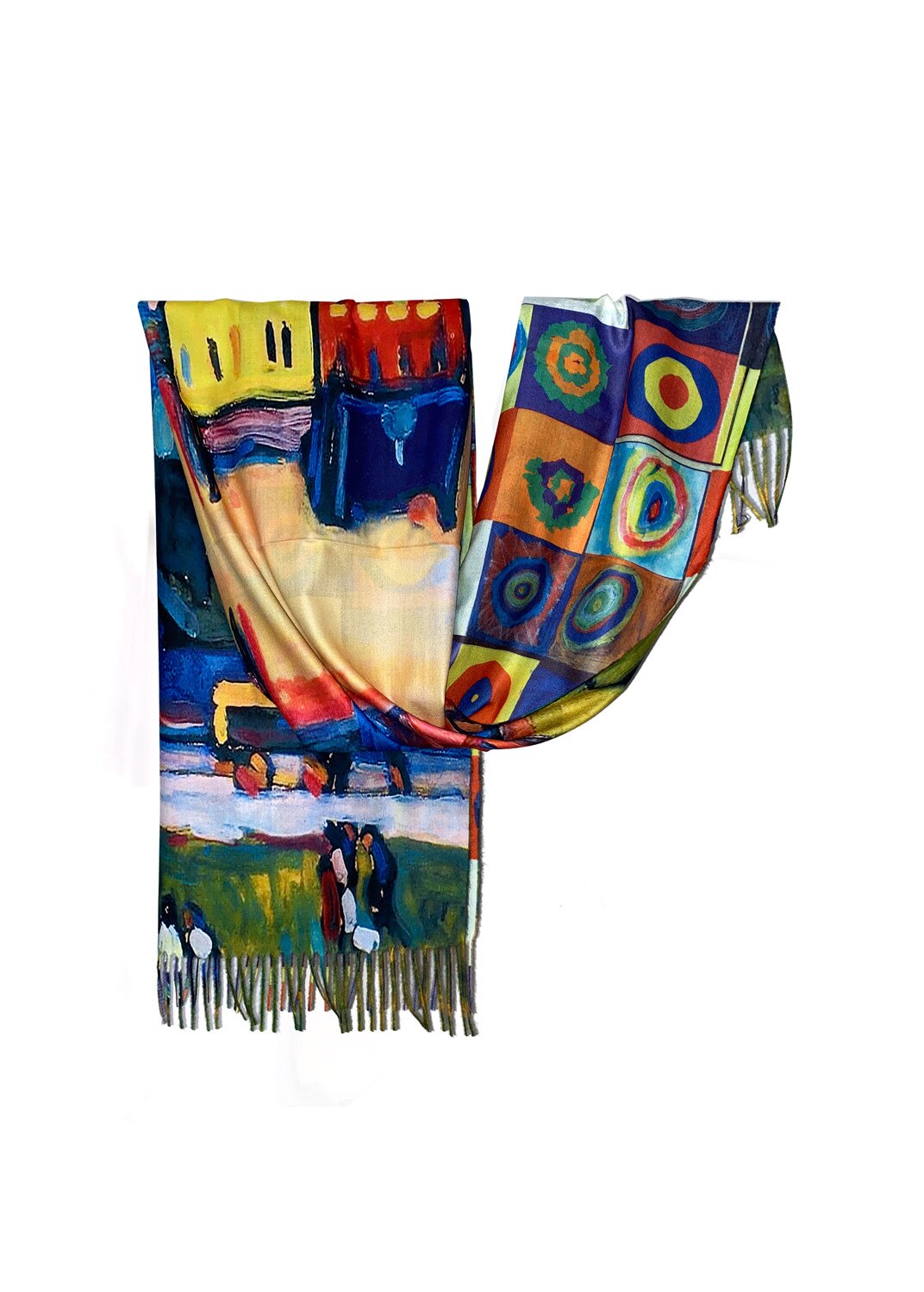 Esarfa din cashmere cu doua fete imprimata cu picturi celebre, 180x70cm ...