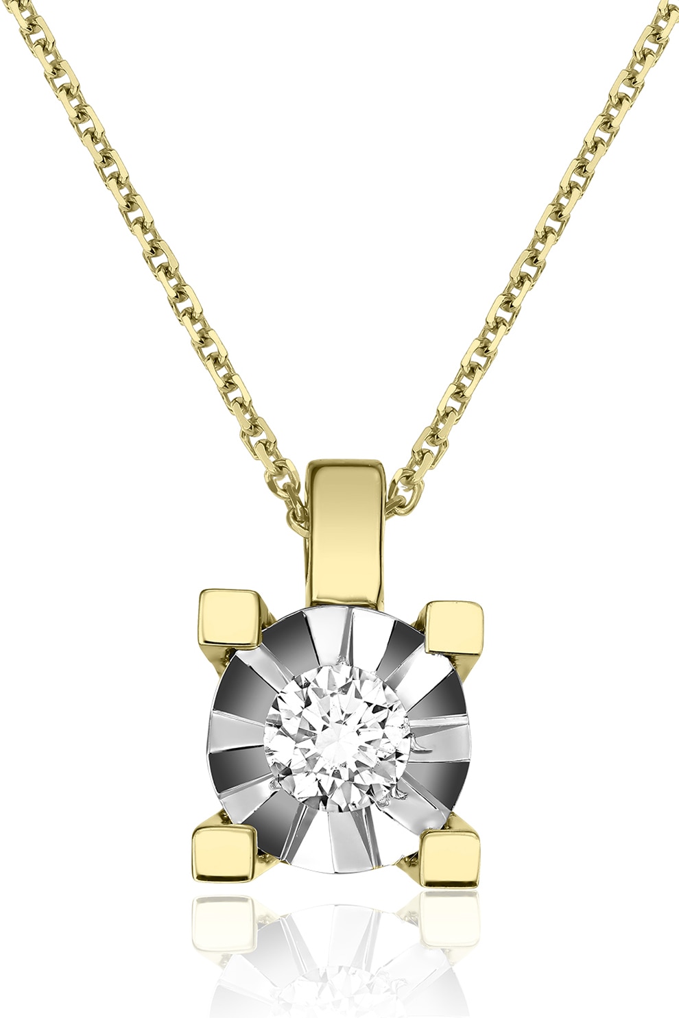 D Diamond, Colier de aur de 14K decorat cu un diamant, Auriu - eMAG.ro