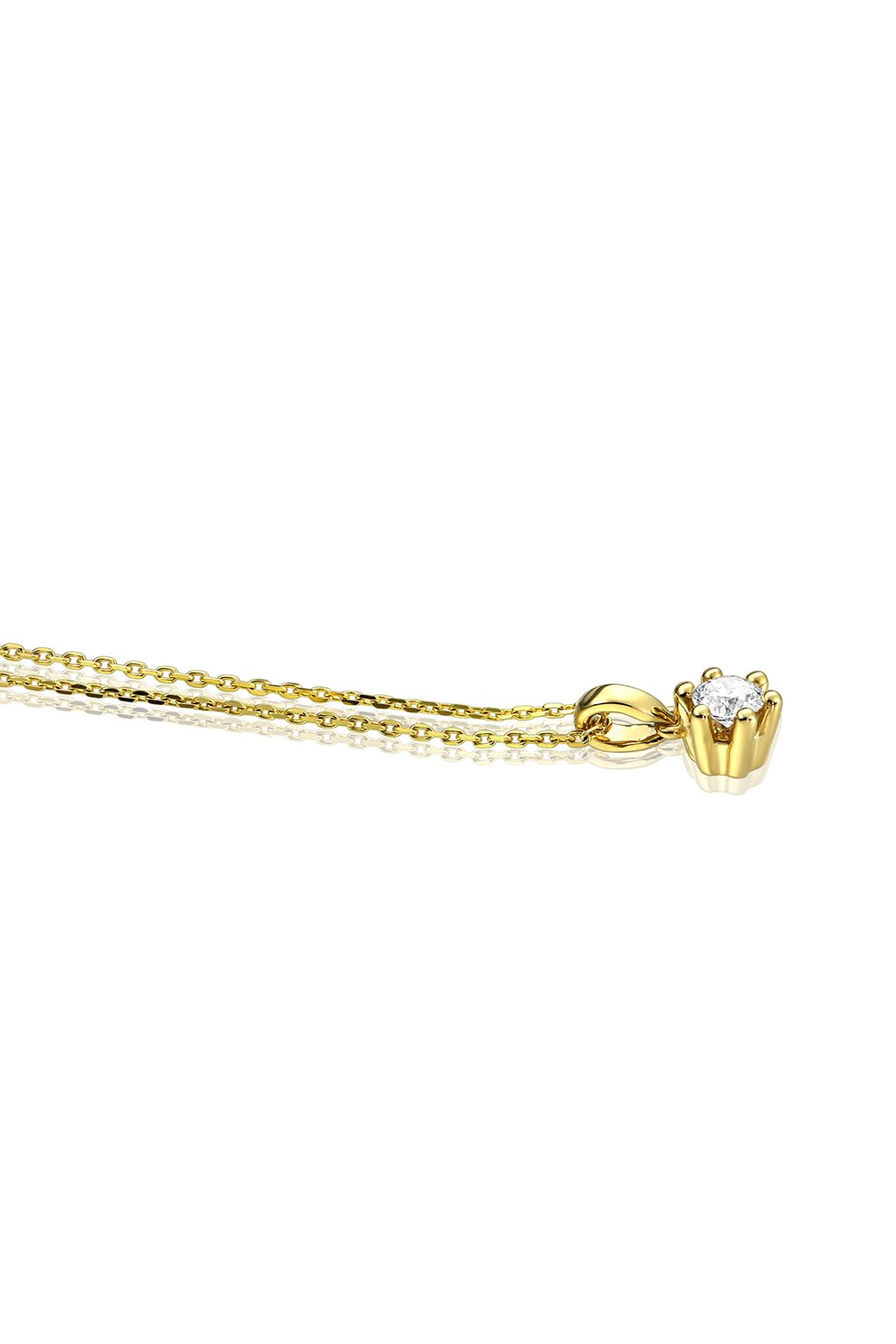 D Diamond, Colier de aur de 14K cu pandantiv cu diamant, Auriu - eMAG.ro