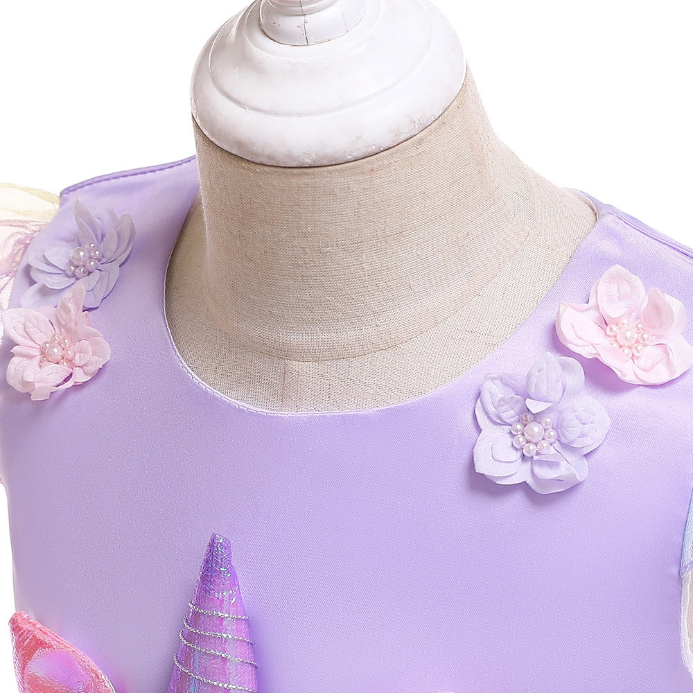 Set rochie de unicorn, Cu coroana de unicorn si panglica, AmzBarley, 8 ...