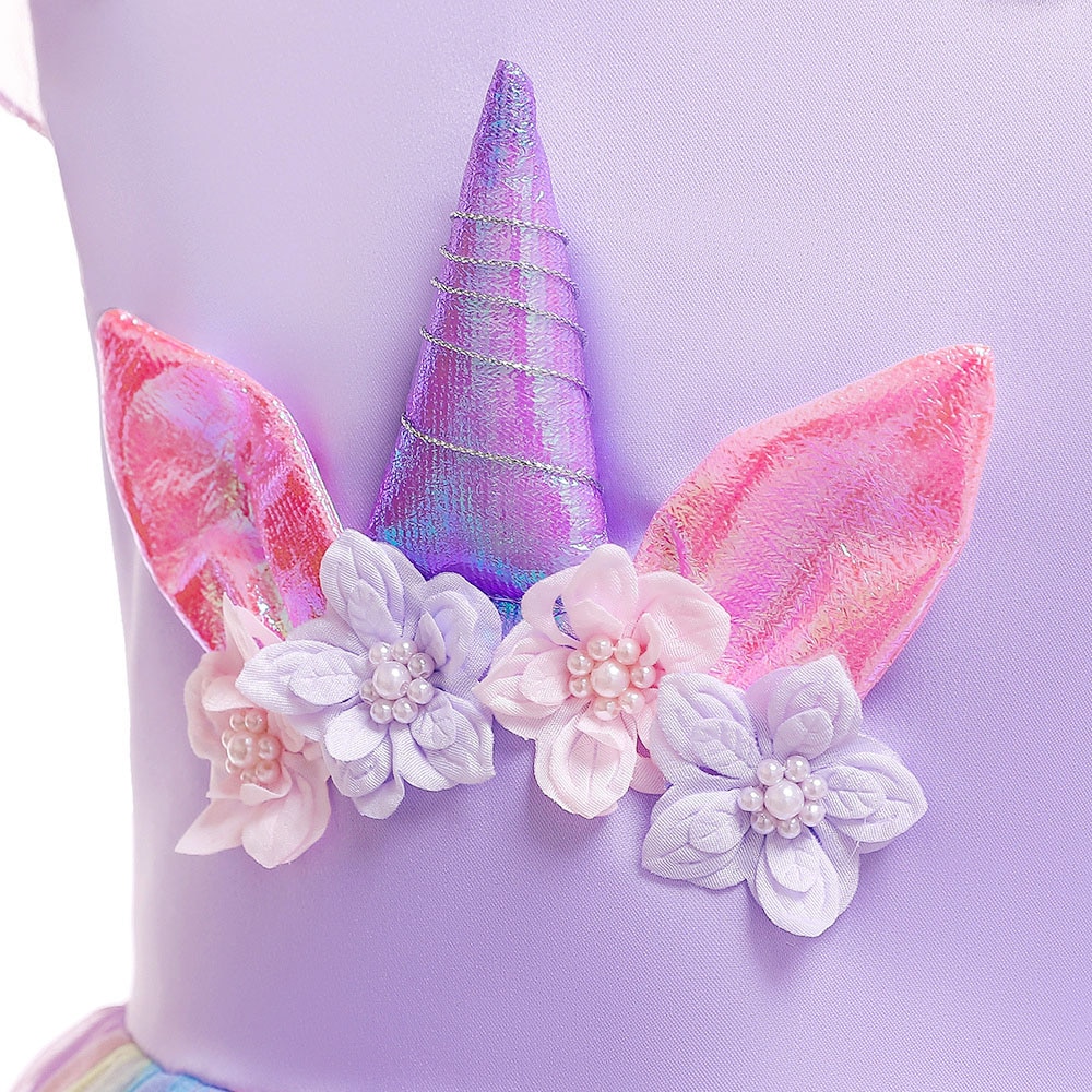 Set rochie de unicorn, Cu coroana de unicorn si panglica, AmzBarley, 8 ...