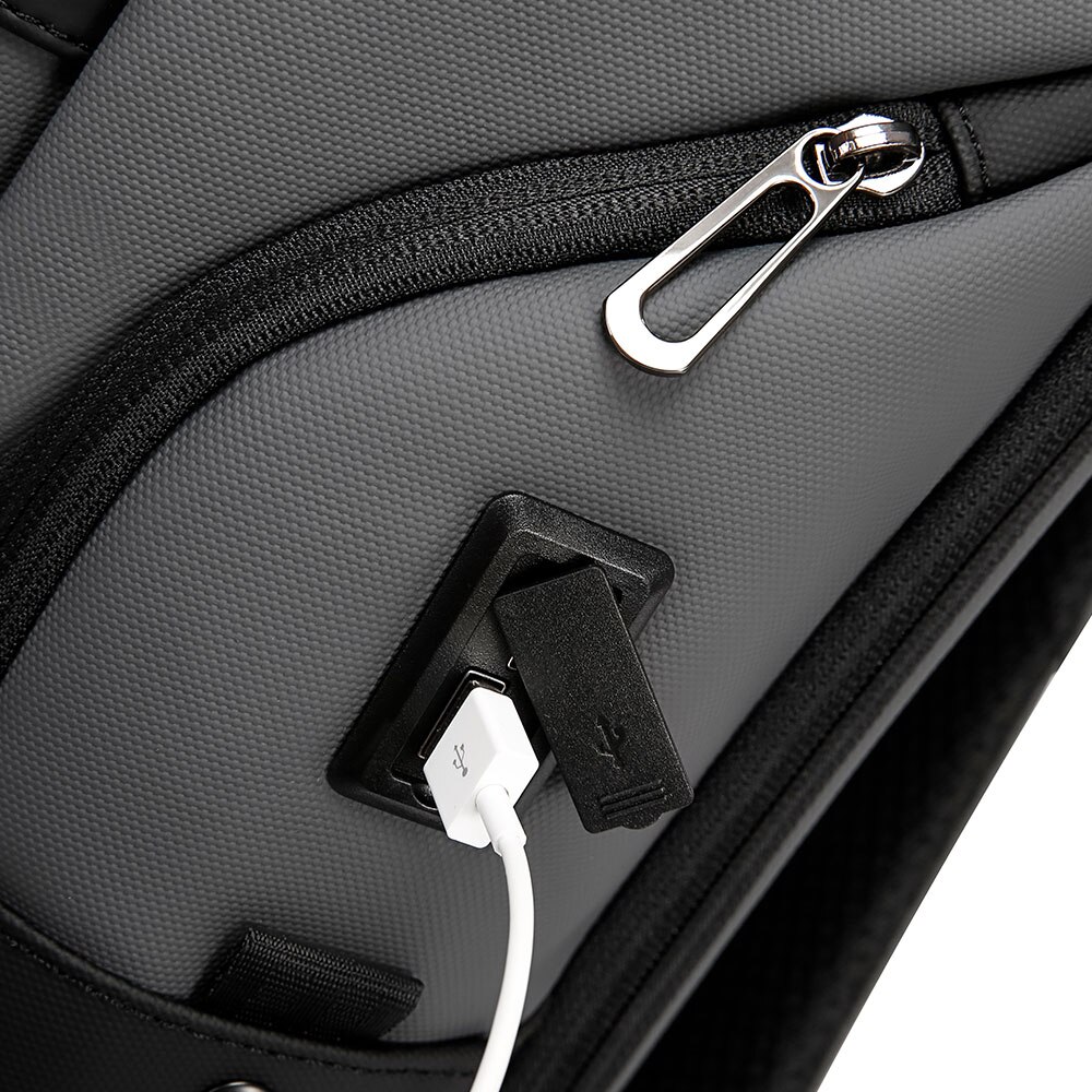 Rucsac Bange, pentru laptop, rezistent la apa, port USB, BG7268GY gri ...