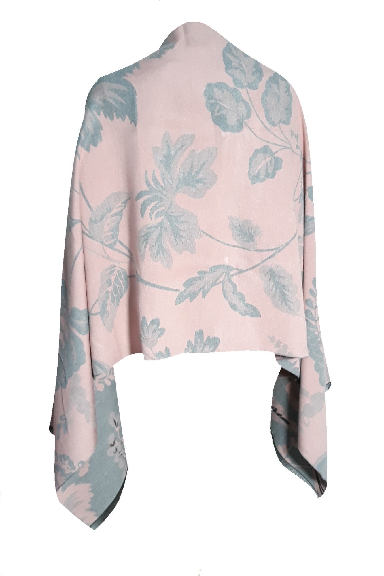 Sal dama, cu doua fete, gri\roz, model floral, dimensiune 190x65 cm ...