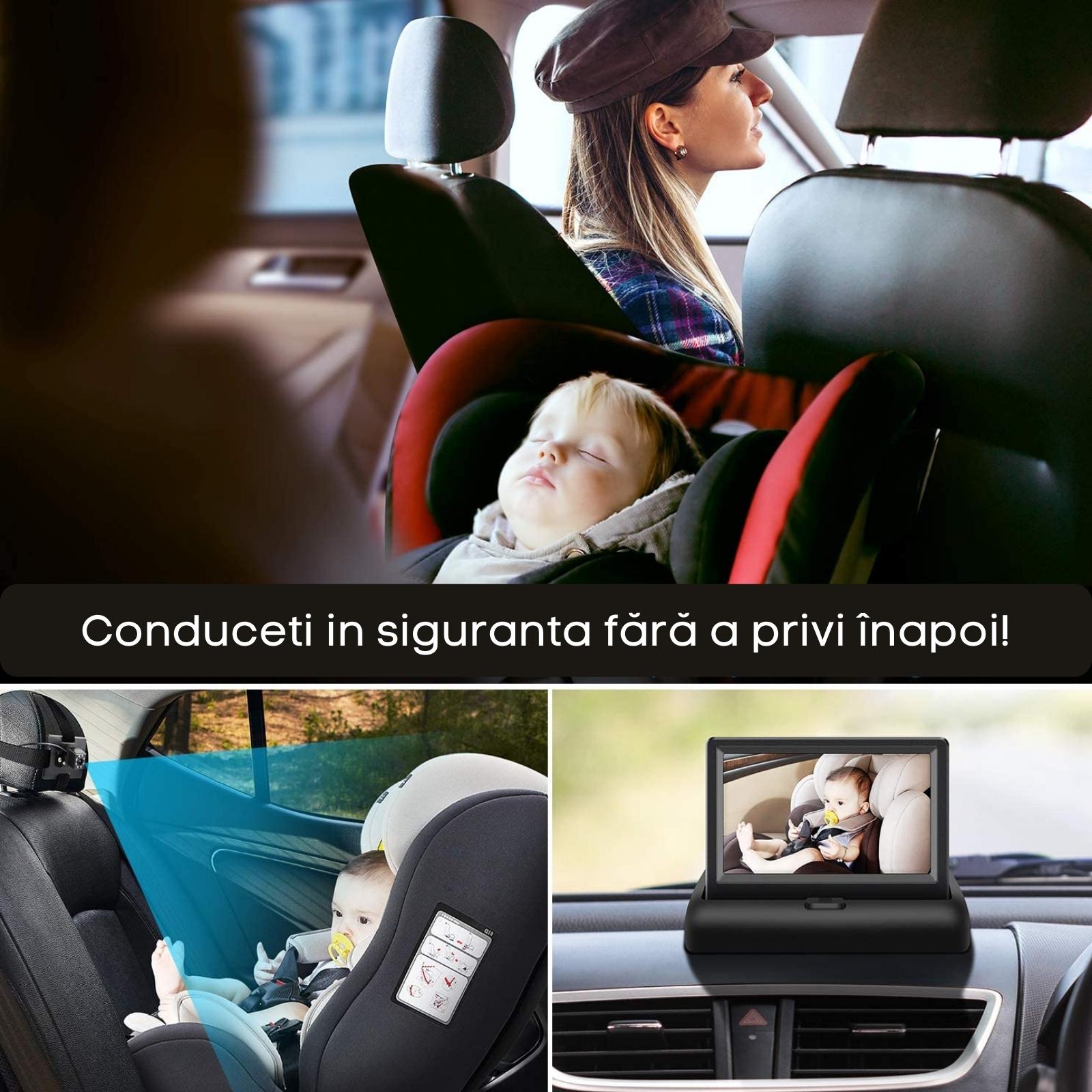 Camera video auto pentru monitorizare bebelus, monitor 4.3", negru ...