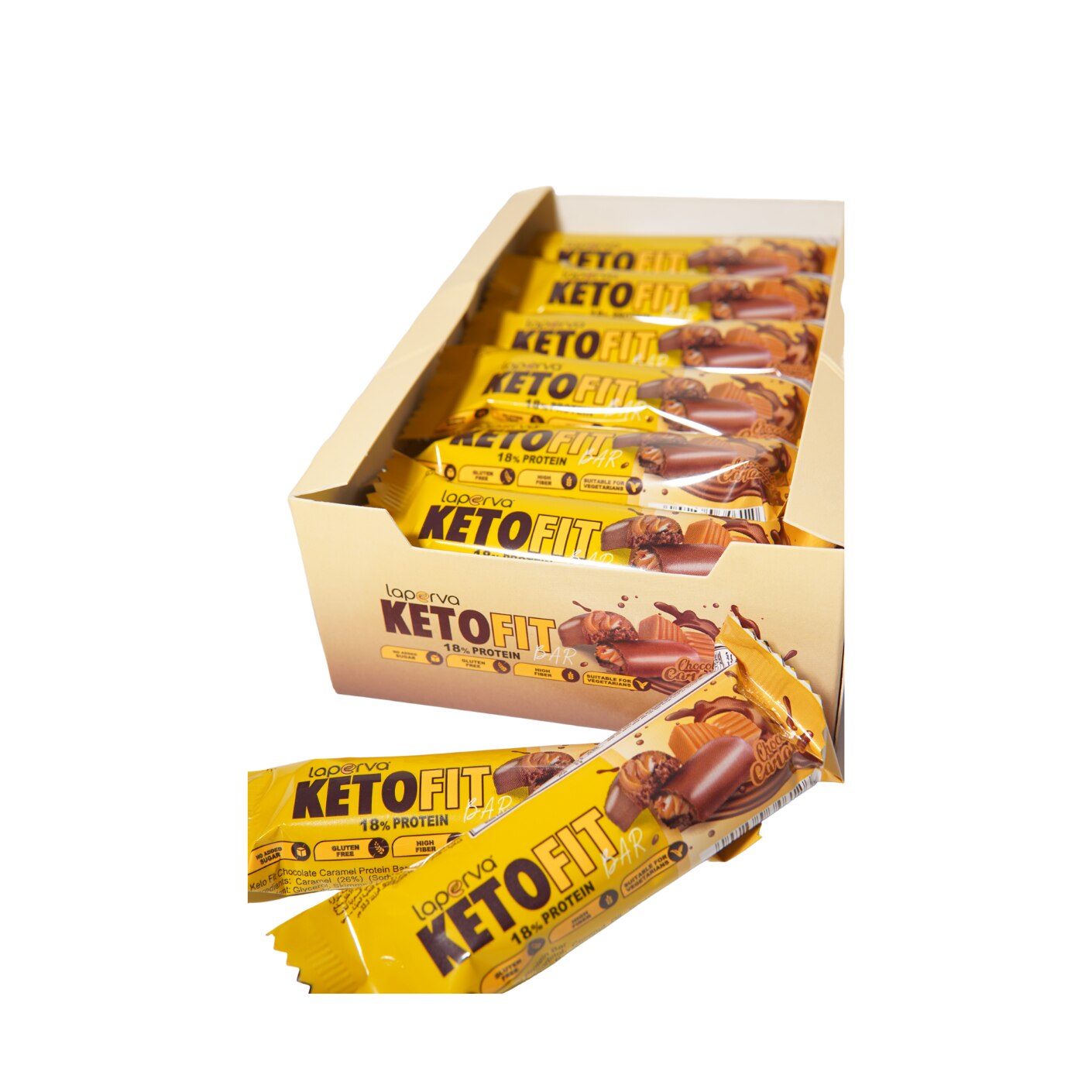 Set 18 Baton proteic Keto Fit din ciocolata si caramel, 33 g - eMAG.ro
