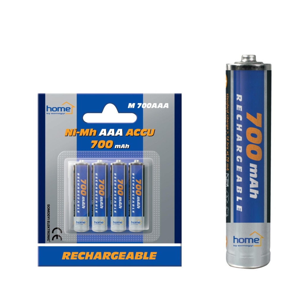 Baterie AAA, Home, 700 mAh, Ni-Mh, 4 bucati, Albastru/Argintiu - eMAG.ro