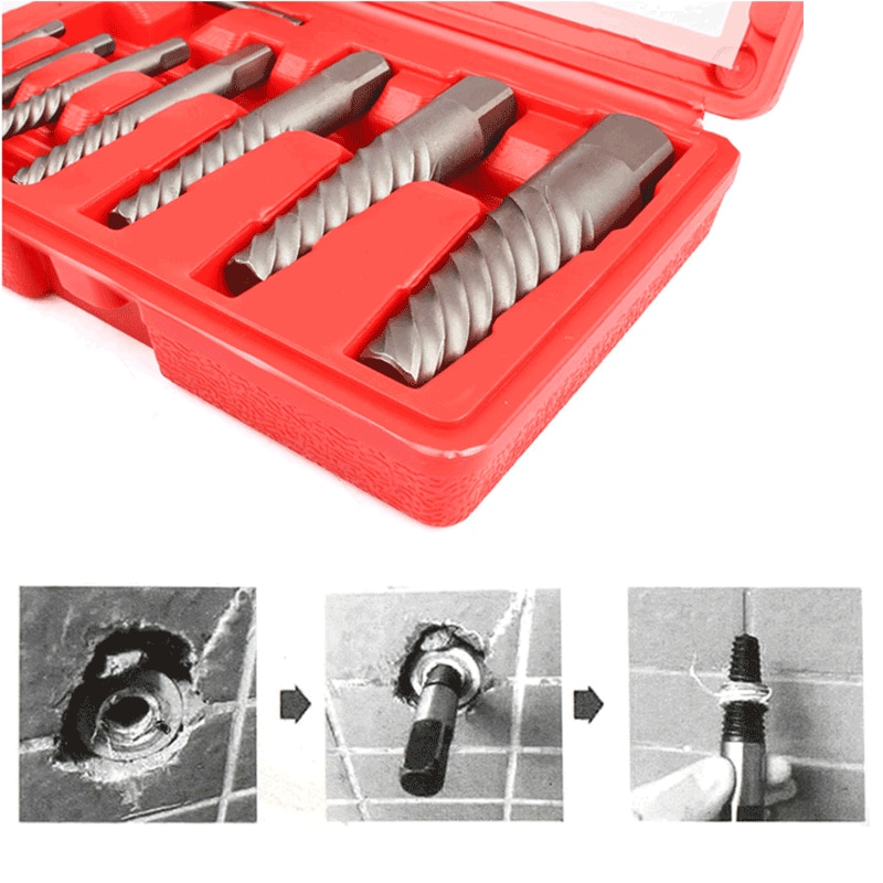 Set 8 extractoare suruburi rupte, GOGOU, inox, marimi diferite ...