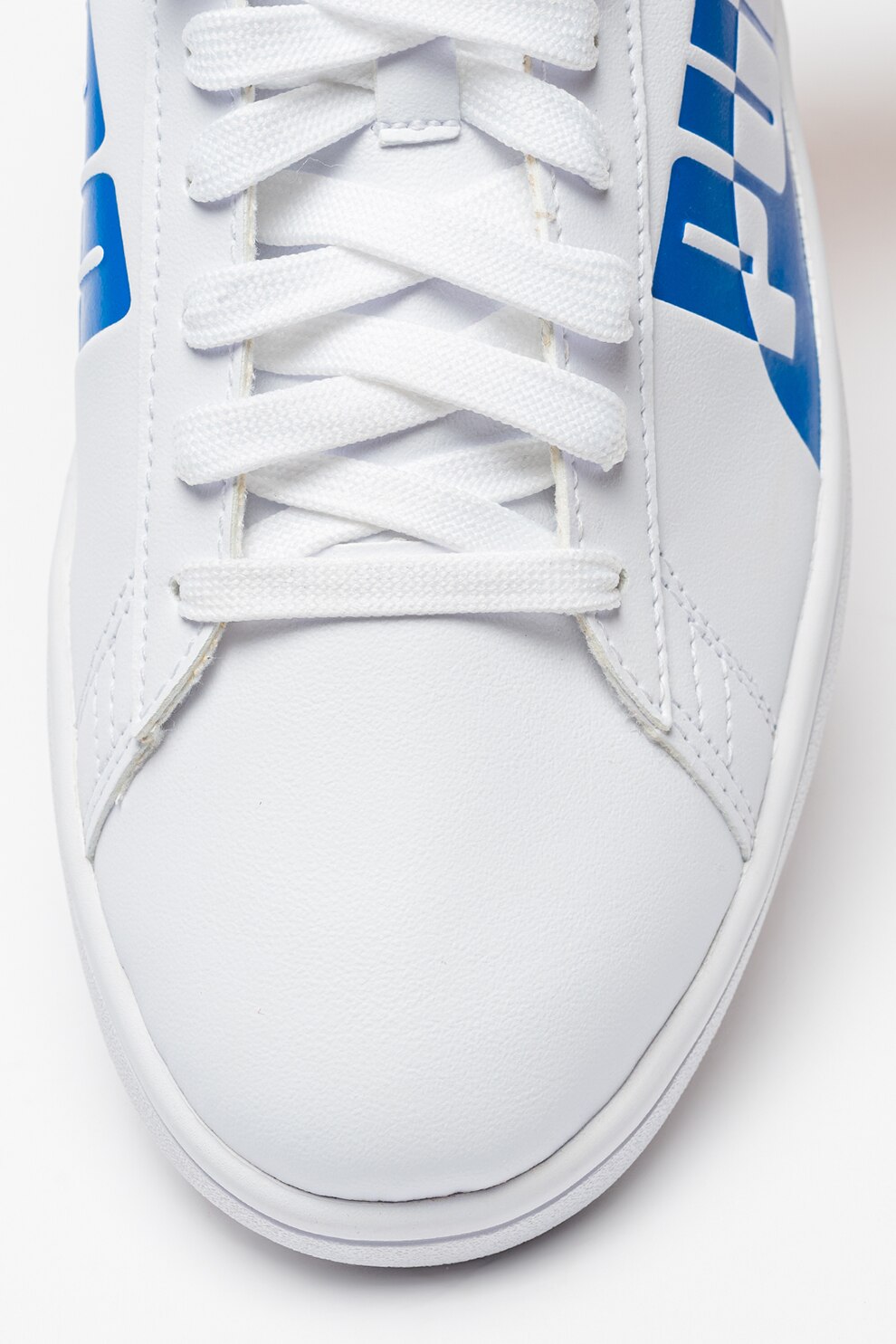Puma, Спортни обувки Smash v2 Max от еко кожа с лого, Бял/Син, 6.5 ...