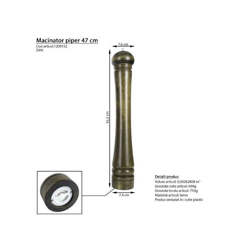 Macinator piper profesional 47 cm, AZHOME - eMAG.ro