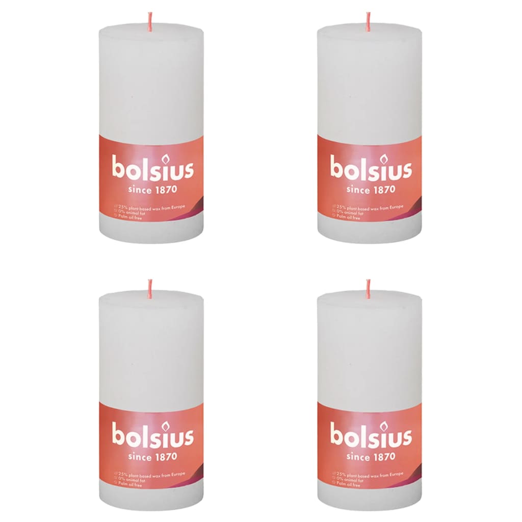 Set de 4 lumanari rustice tip bloc Bolsius, Parafina, 4.8 x 13 cm, Alb ...