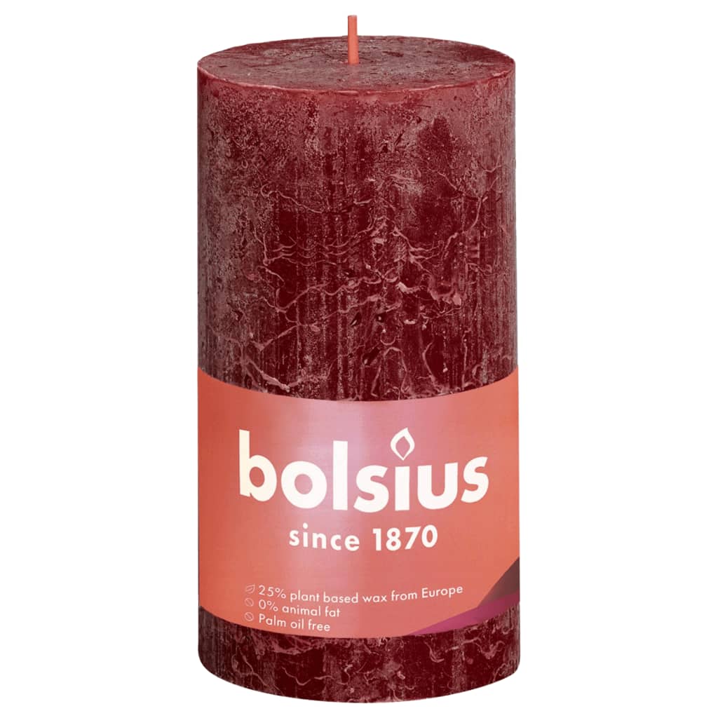 Set de 4 lumanari bloc rustice Bolsius, Parafina, 4.8 x 13 cm, Rosu ...