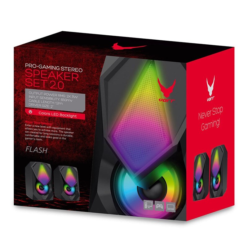 Set Boxe Gaming 2.0 Omega Varr, RMS 2 x 3 W, Iluminare RGB, Negru - eMAG.ro