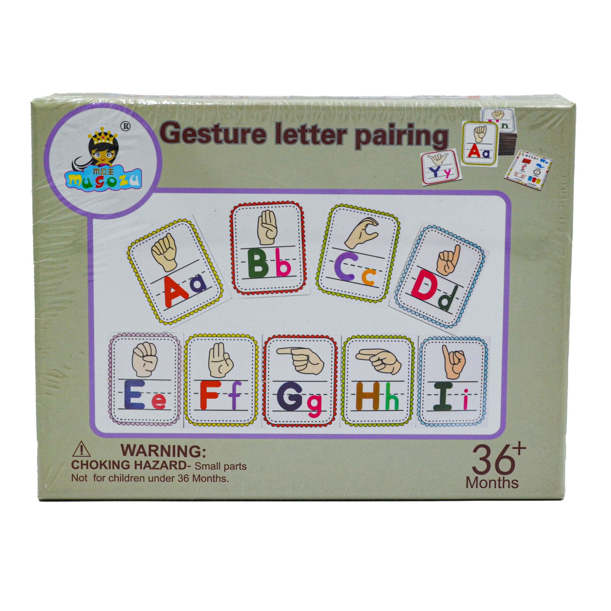 Joc educativ din lemn cu litere, imagini si gesturi, multicolor, +3ani ...