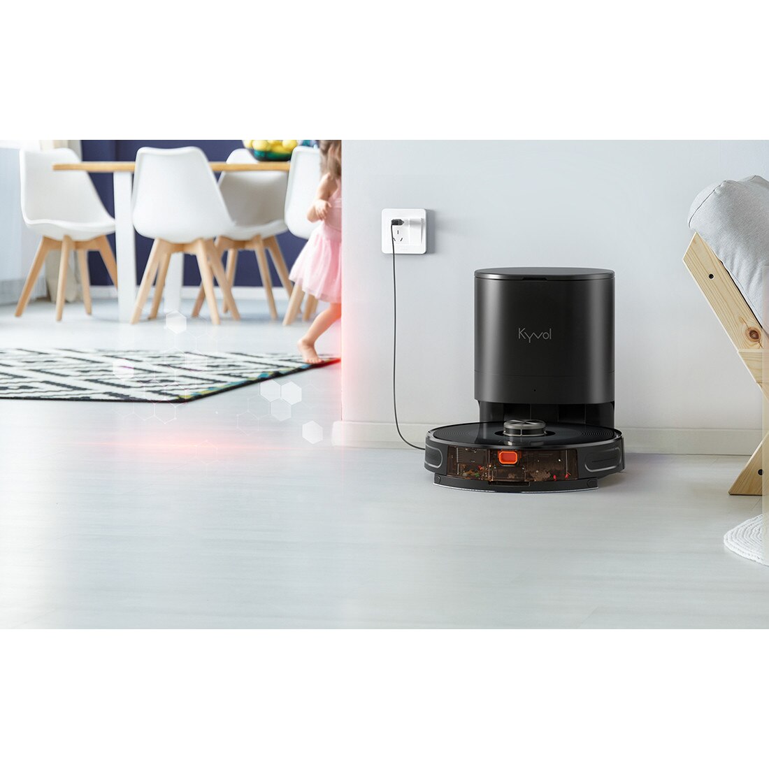 Aspirator robot, Kyvol, E31, Negru, Functie spalare, Control vocal Google si Alexa, Baterie 3200 ...