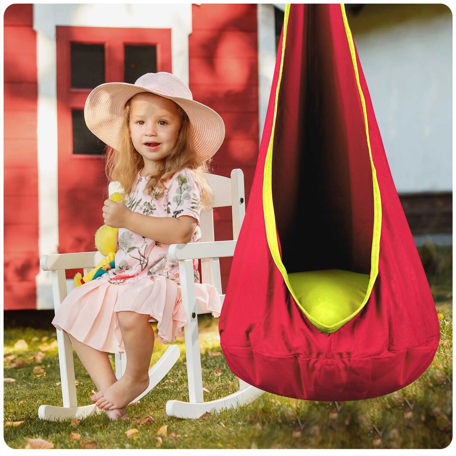 Hamac copii DacEnergy©, tip cocon, material rezistent, perna inclusa ...