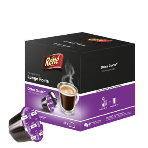 Capsule Lungo Forte, Cafe Rene, 16 capsule compatibile Dolce Gusto ...
