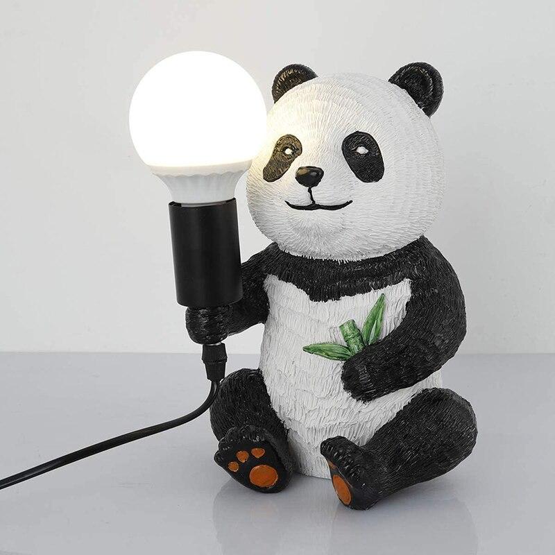 Lampa de masa din rasina Goeco, Model Panda, LED, Alb/Negru - eMAG.ro