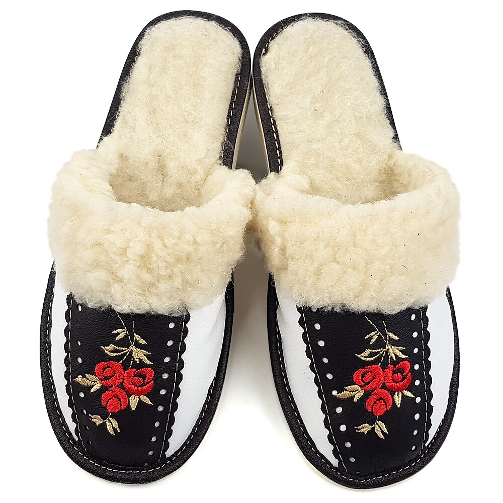 Slapi Dama Model 'Root Tradition', Imblaniti cu Lana, Alb/Negru - eMAG.ro