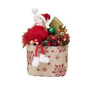 Cosulet craciun rosu cu ingeras alb,21 cm - eMAG.ro