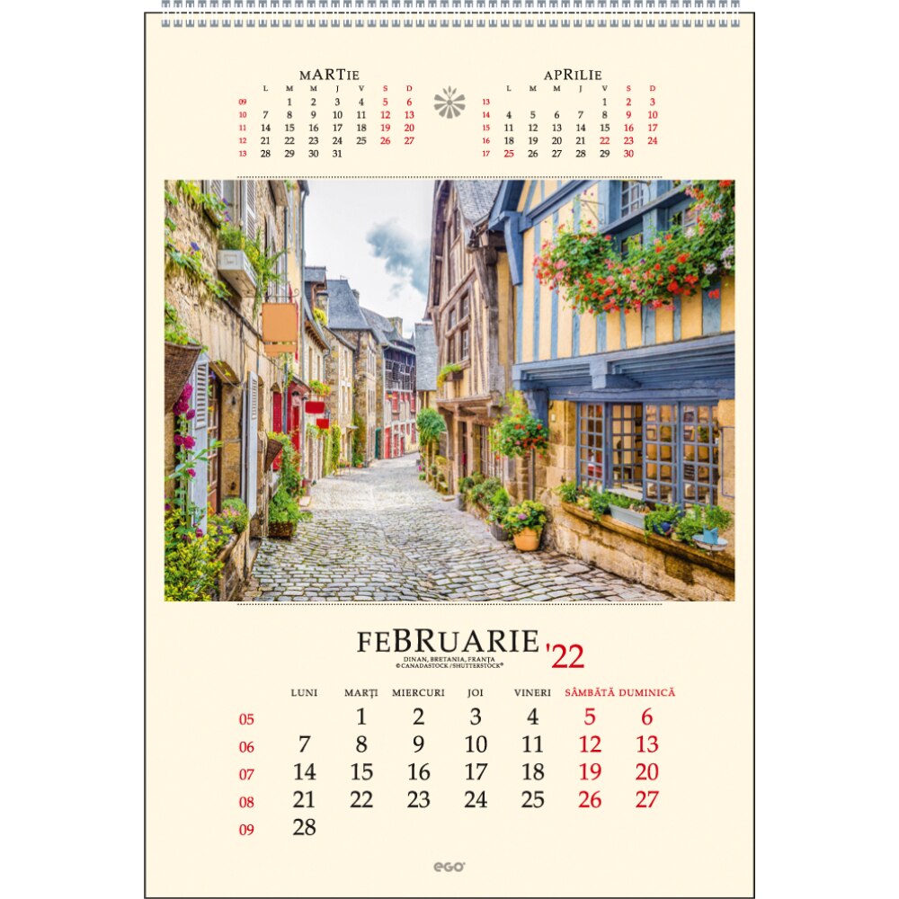 Calendar de Perete Ego, Model Strazi, 330x480 mm, 13 File - eMAG.ro