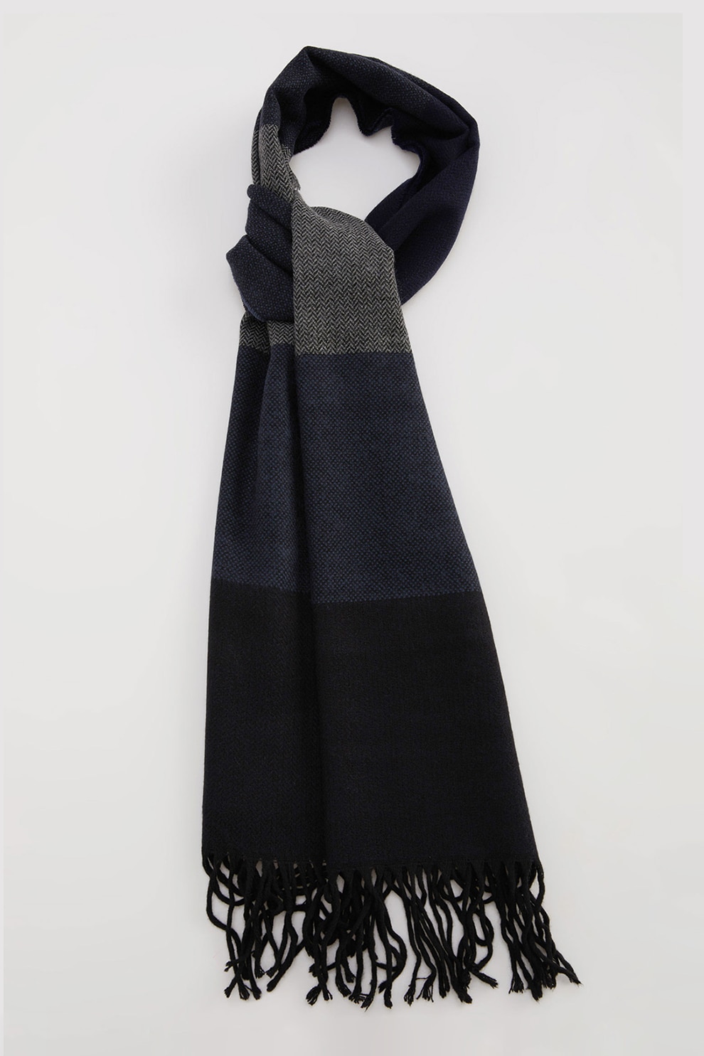 DeFacto, Fular circular cu franjuri, Navy - eMAG.ro