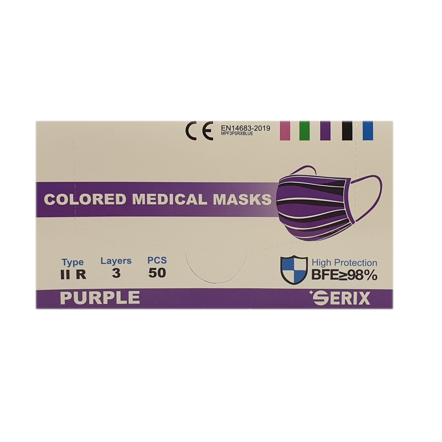 Set 50 bucati Masti medicale faciale colorate, Mov, de unica folosinta ...