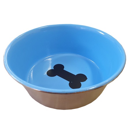 Castron 4Dog inox, interior albastru, antiderapant, 0,5L, 13cm - eMAG.ro