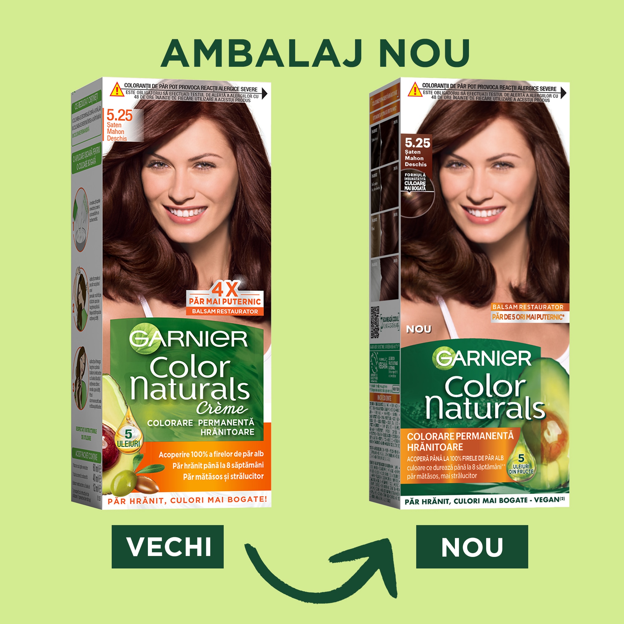 Vopsea de par permanenta cu amoniac Garnier Color Naturals, 5.25 Saten ...