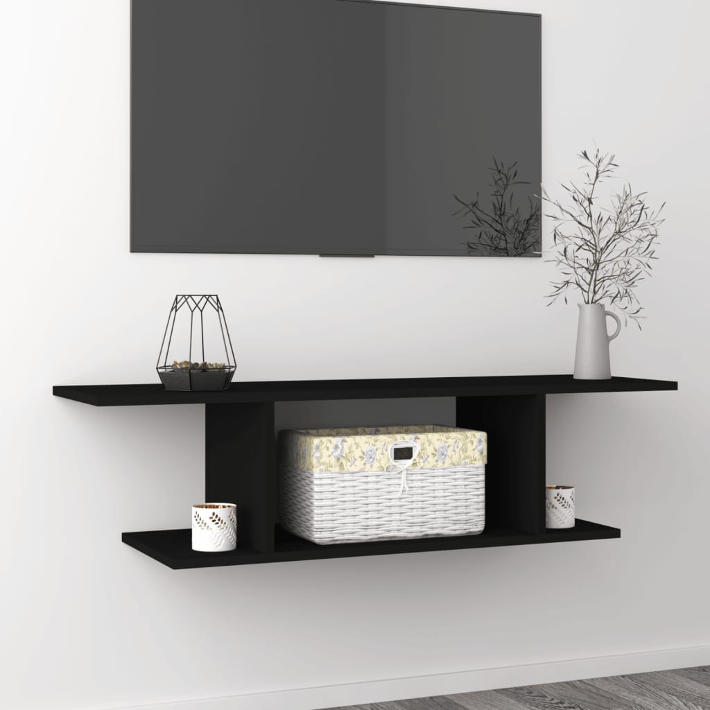 Dulap TV montat pe perete Moderna, negru, Pentru sufragerie, 103x30x265 ...