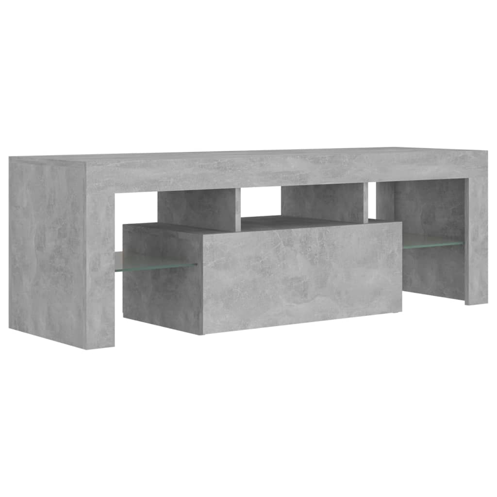 Comoda TV cu lumina LED, vidaXL, PAL, 120x35x40 cm, Gri ciment, 22 kg ...