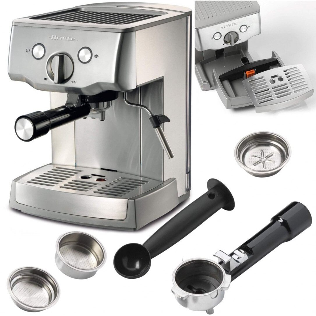 Espressor Ariete 1324, Inox, 1000W, 15 bar, 1,5L, Functie Thermocream ...