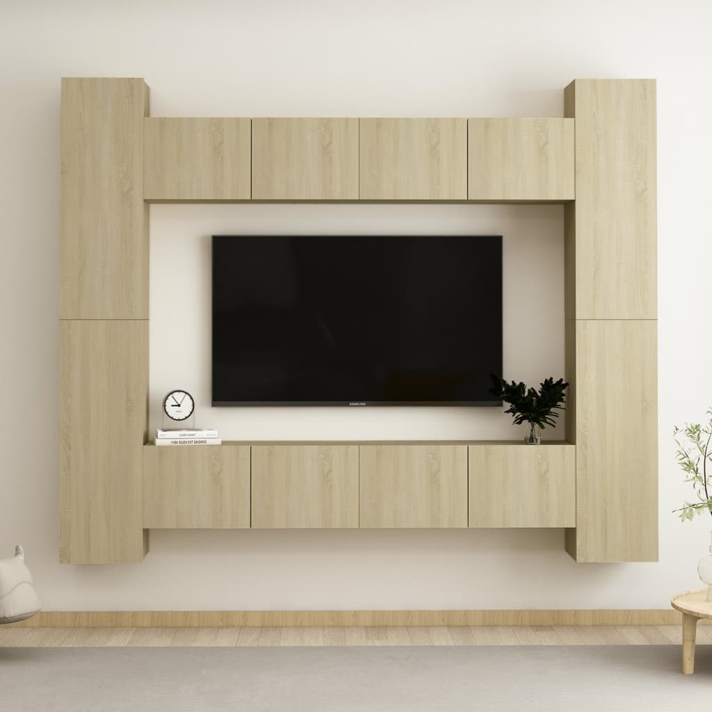 Set de dulapuri TV, 8 piese, stejar sonoma, PAL, pentru living - 8821 ...