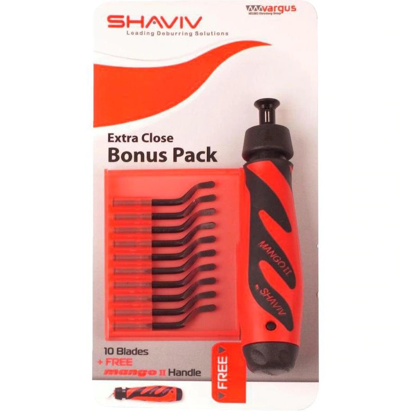 Set debavurator maner, SHAVIV, Mango II Safety-Lock cu 10 lame E 100 ...