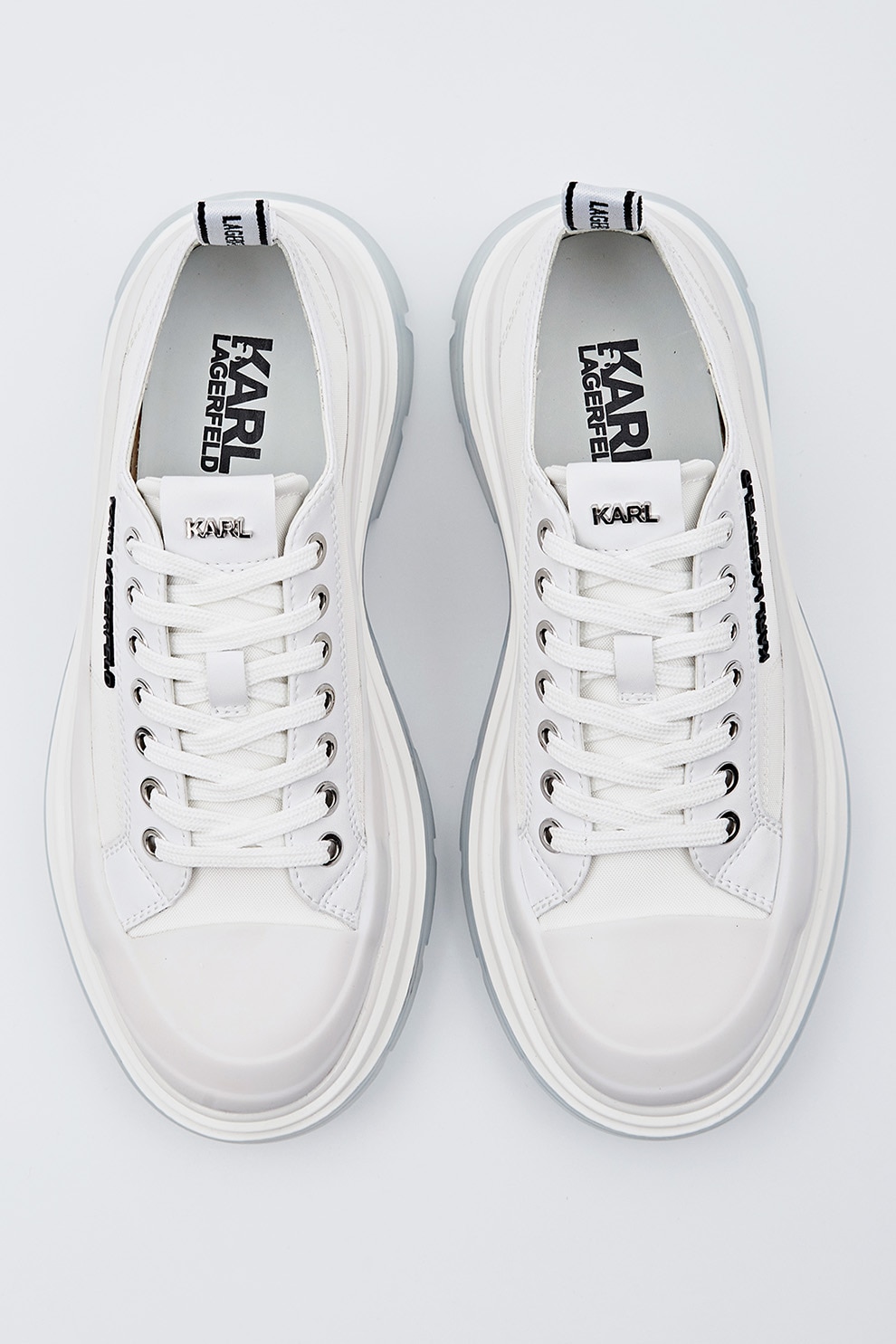 Karl Lagerfeld, Pantofi sport masivi cu detalii de piele, Alb, 40 - eMAG.ro
