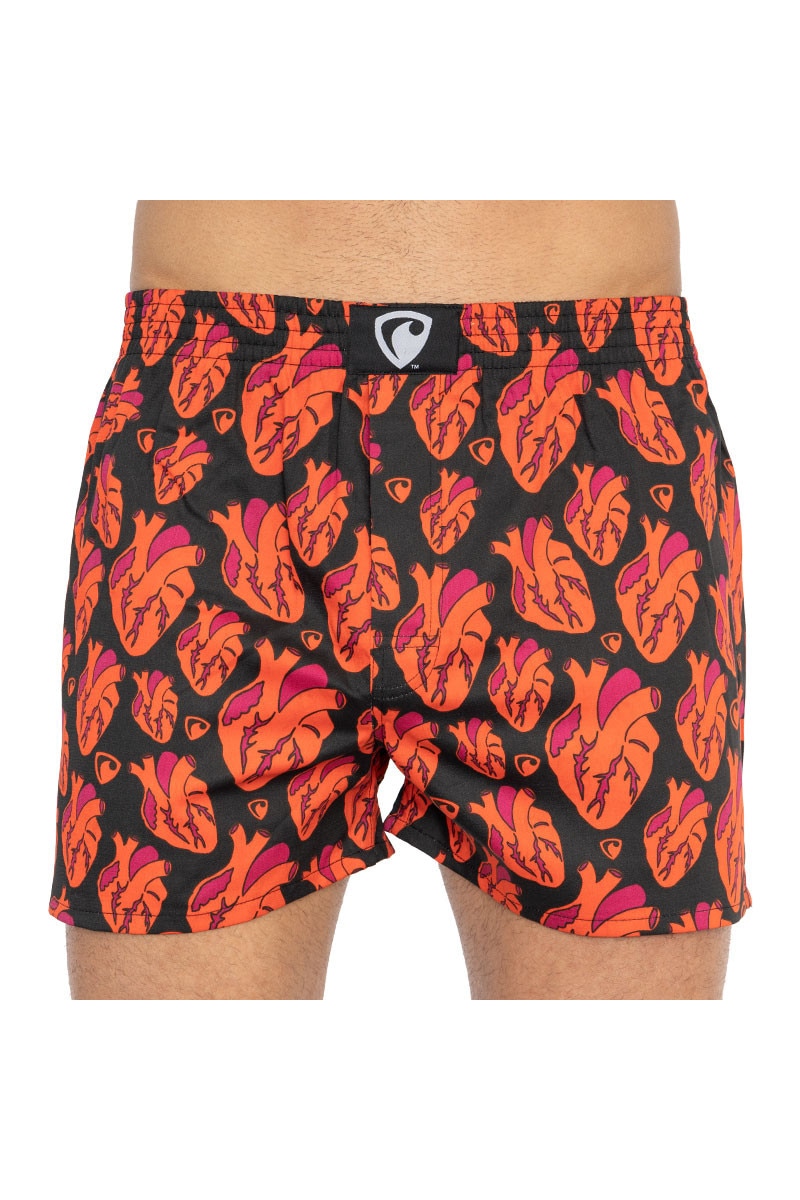 Boxeri barbati Ali Heartbreaker, Represent, Bumbac, Negru/Portocaliu, M ...