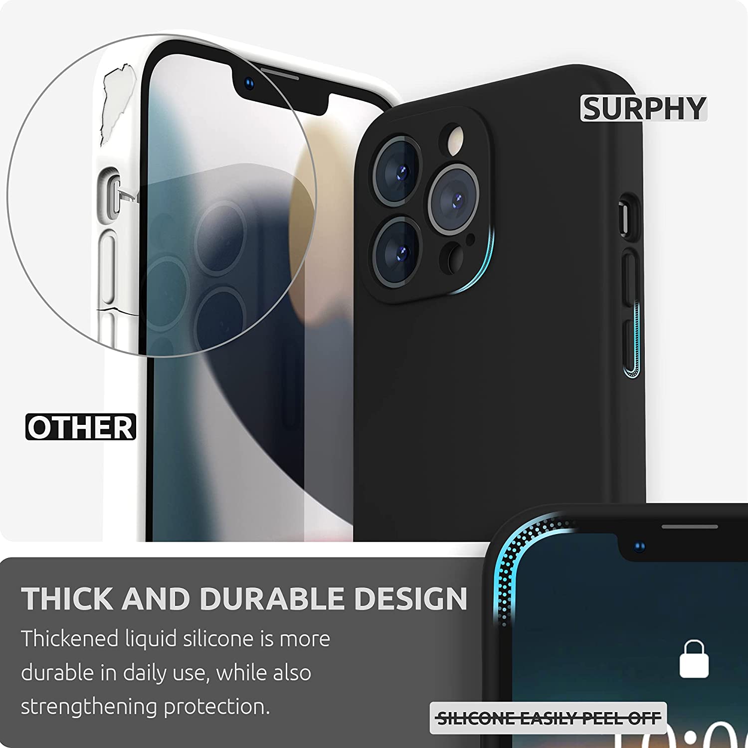 Husa telefon, Silicon, compatibila cu iPhone 13 Pro, Negru - eMAG.ro